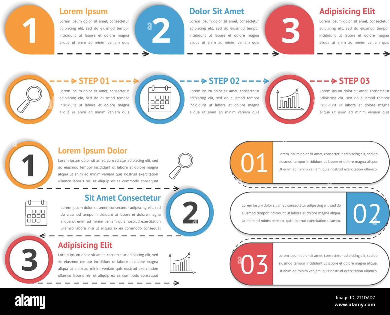 Four simple templates for process infographics, can be used as steps ...