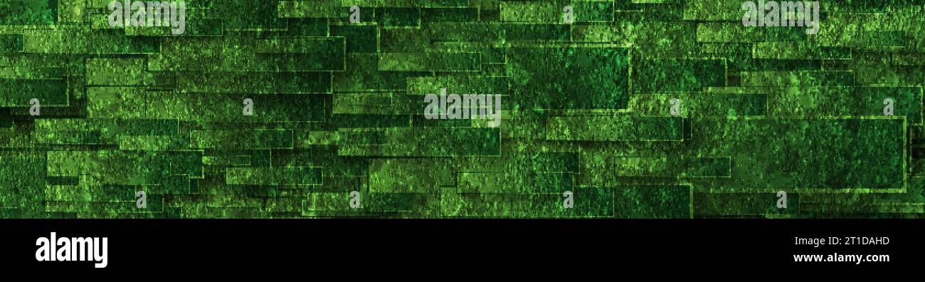 Dark green grunge rectangles abstract banner design. Geometric tech ...