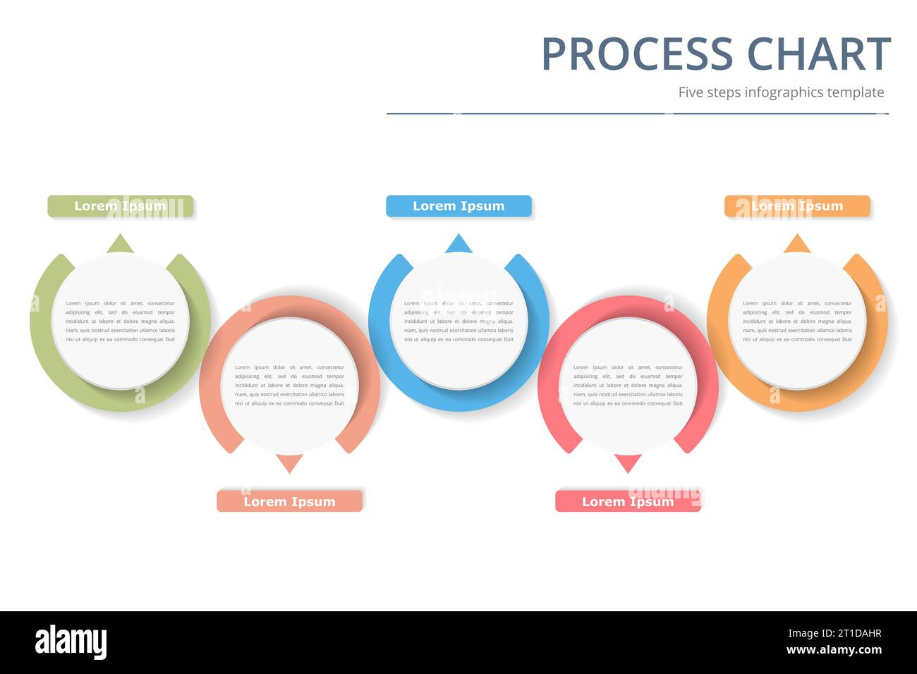 Process diagram template with circles, flowchart or workflow with five ...