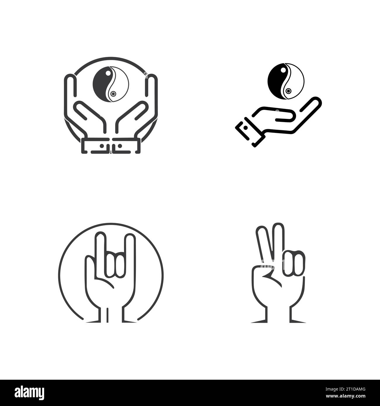 Hand gestures and sign language isolated . Vector illustration of human ...
