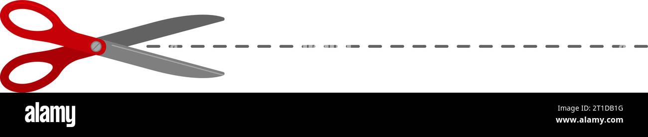 Red scissors and dotted cut line vector illustration Stock Vector Image ...