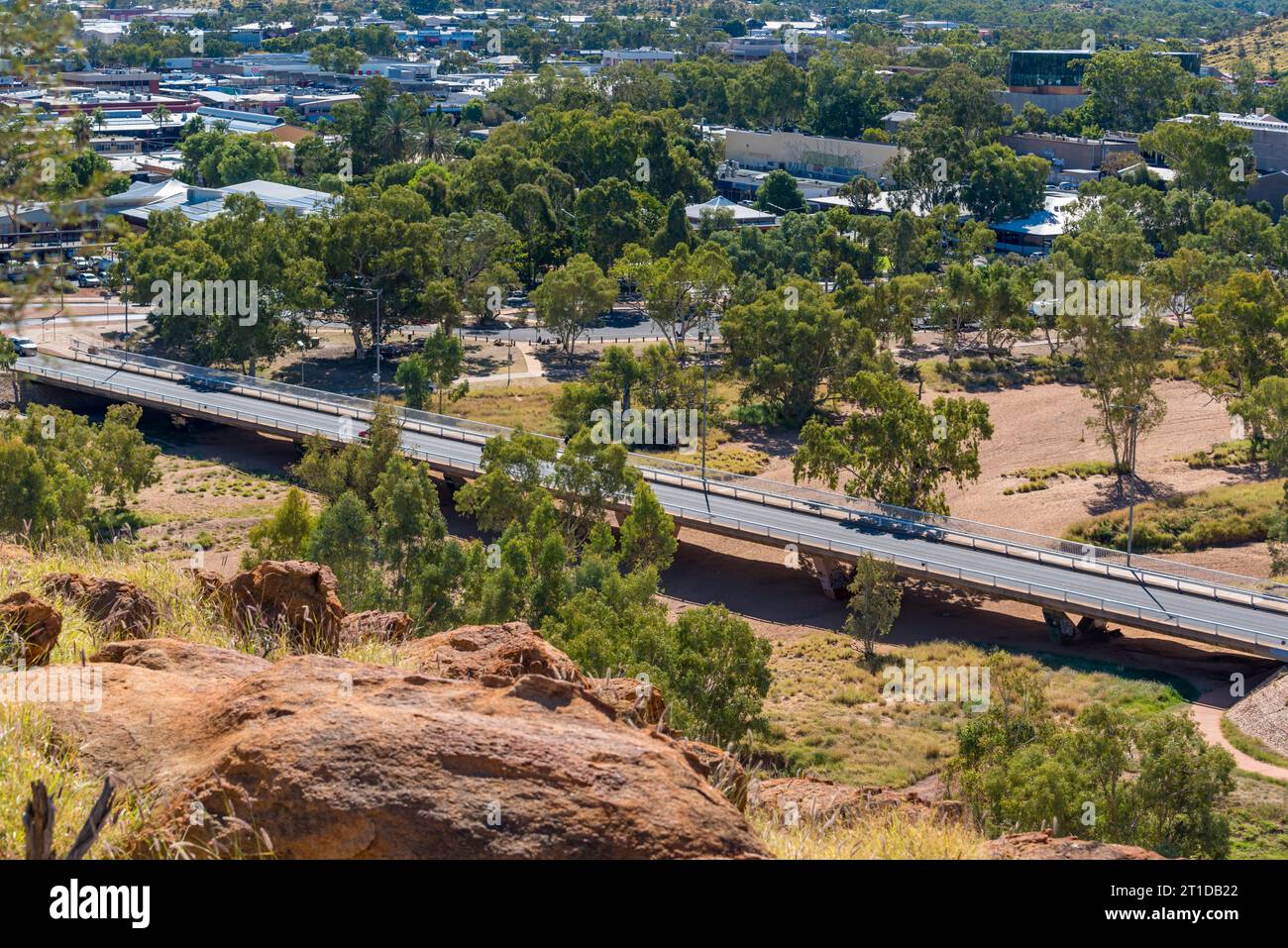 The Stott Terrace Bridge over the usually dry Todd River, is a major ...
