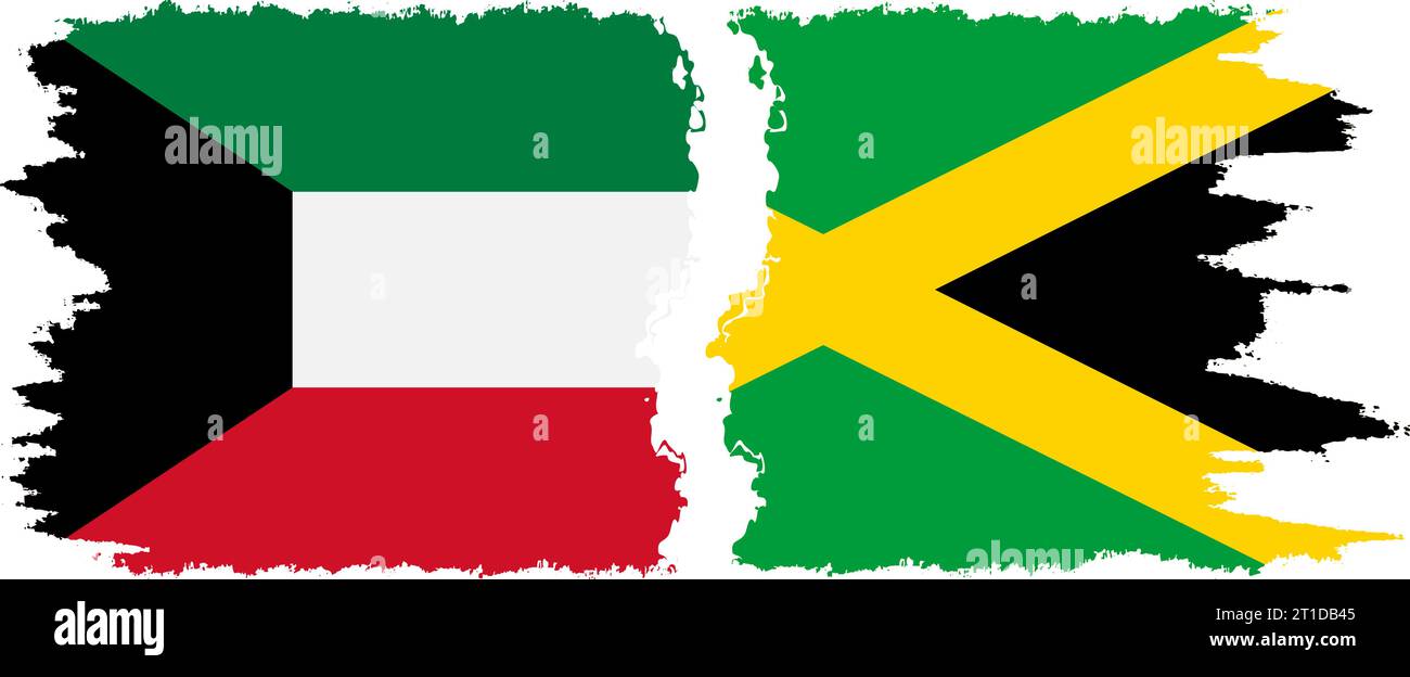 Jamaica and Kuwait grunge flags connection, vector Stock Vector Image ...