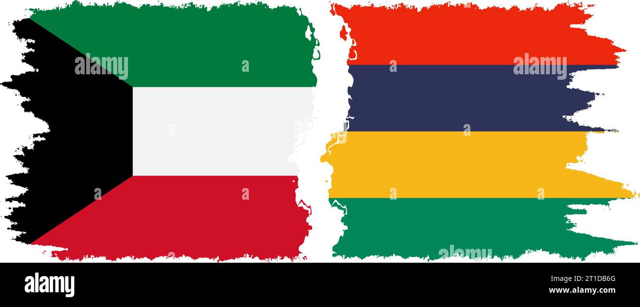 Mauritius and Kuwait grunge flags connection, vector Stock Vector Image ...