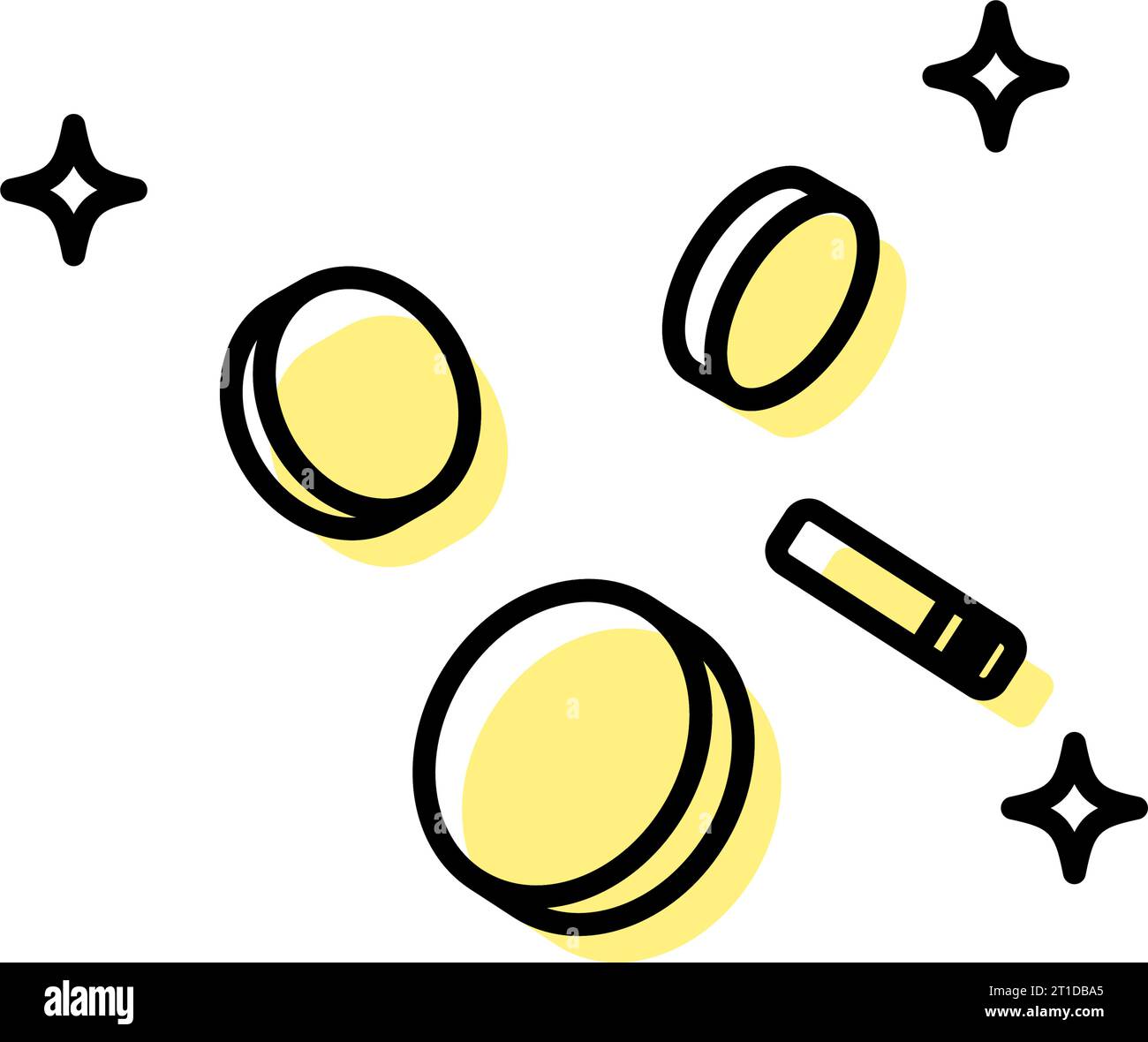 Icon of a falling coin, simple line drawing illustration, Vector ...