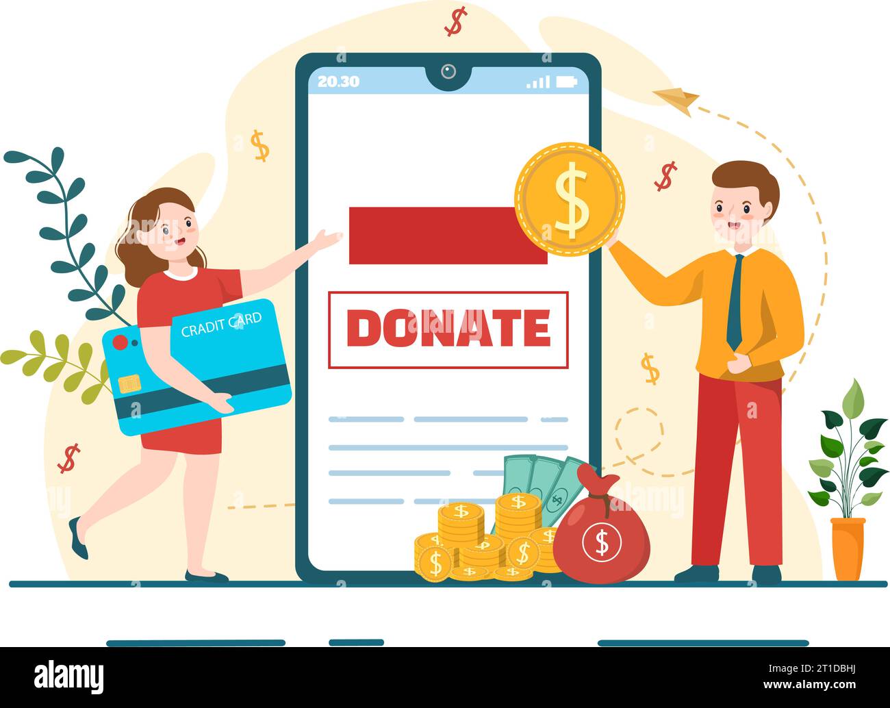 Fundraising Charity and Donation Vector Illustration with Volunteers ...