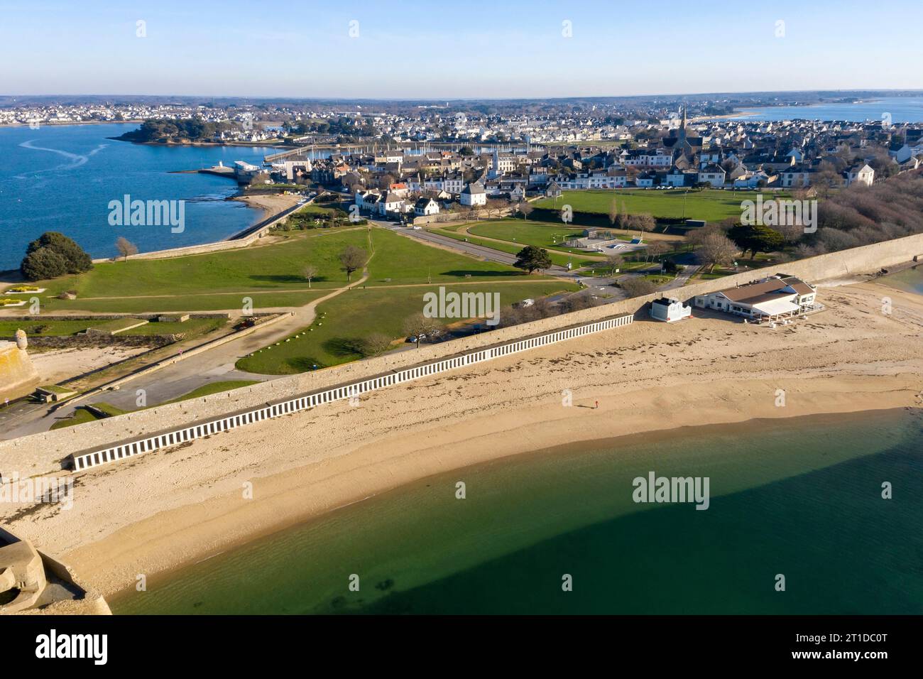 Port-Louis (Brittany, north-western France): aerial view of the great ...