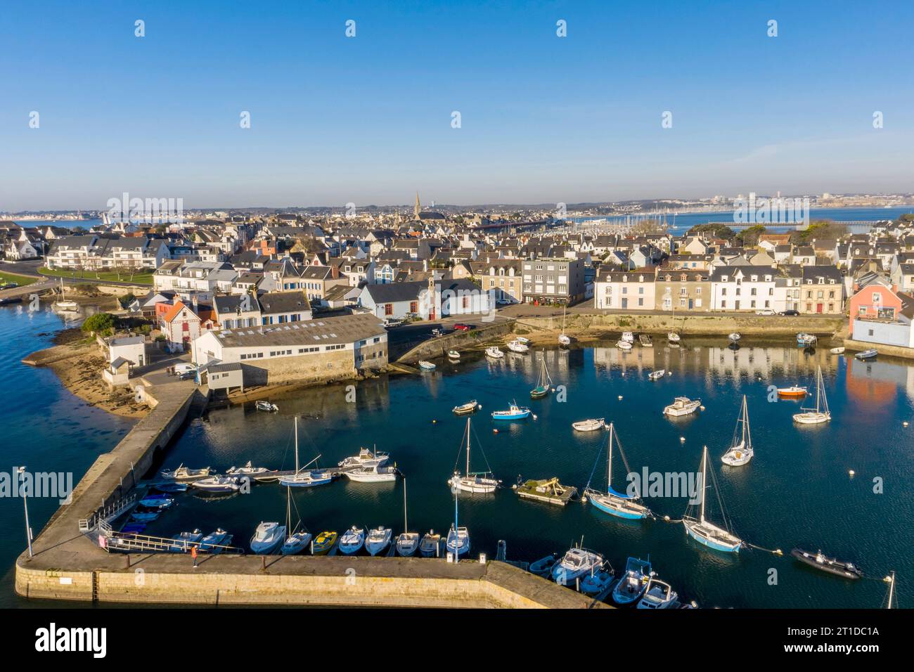 Port-Louis (Brittany, north-western France): aerial view of the Harbour ...