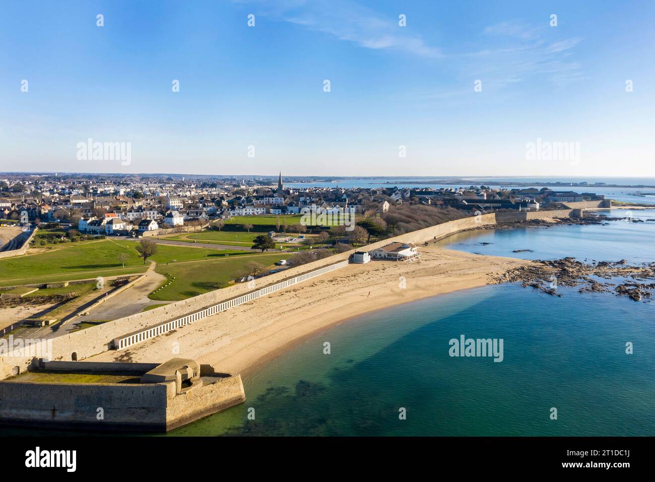 Port-Louis (Brittany, north-western France): aerial view of the great ...