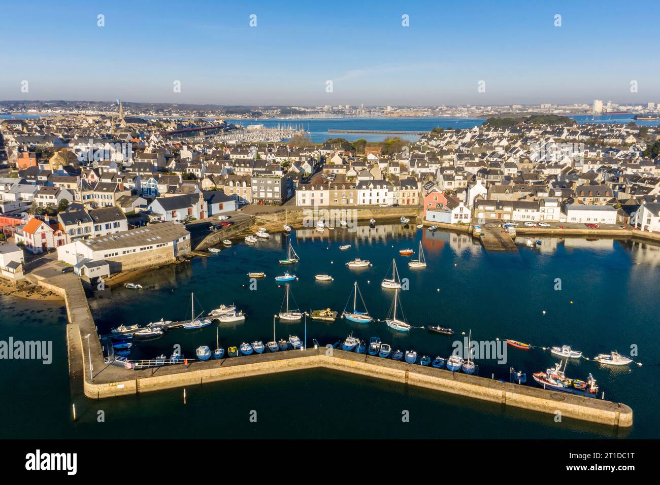 Port-Louis (Brittany, north-western France): aerial view of the Harbour ...
