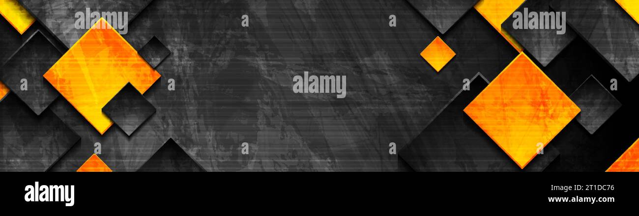 Orange and black squares abstract tech banner design. Geometric vector ...