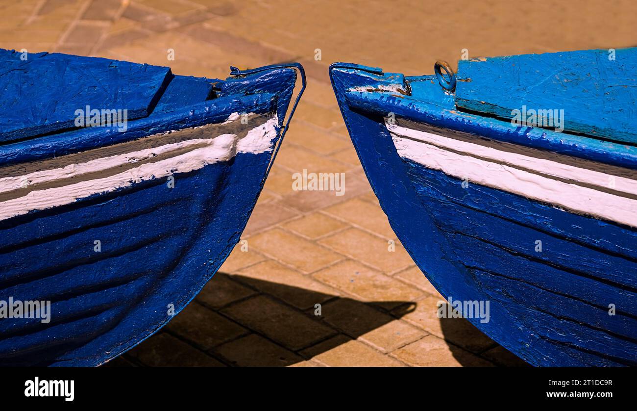 Two wooden boats face to face. Concept. Two antagonisms. Opposition ...