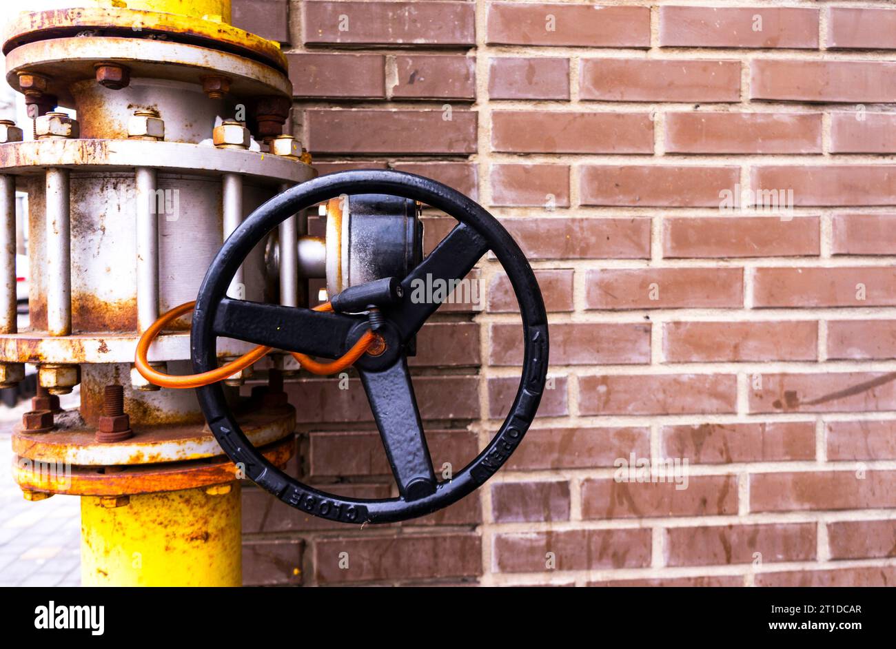 valve on the gas pipe. Providing with natural gas population. Station ...
