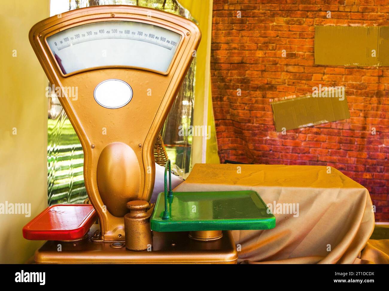 Libra. Old weighing dial of scales. Vintage mechanical scales Stock ...