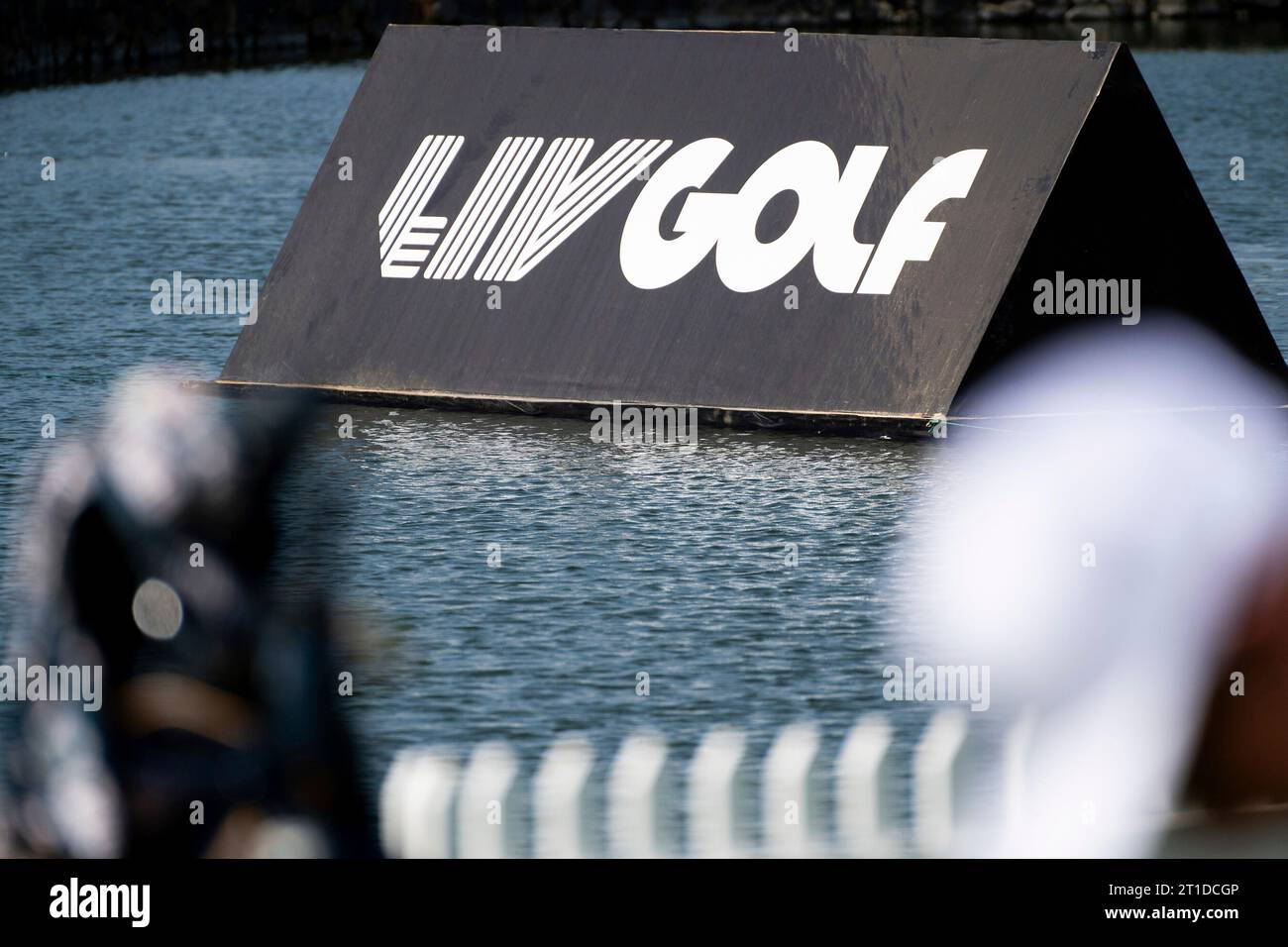 LIV Golf signage is seen before the first round of LIV Golf Jeddah at ...