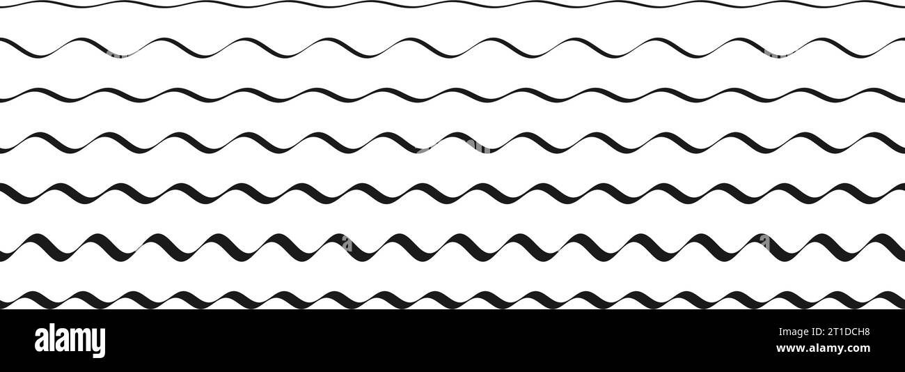Wavy Border Pattern Set Repeating Wave Lines Collection Graphic