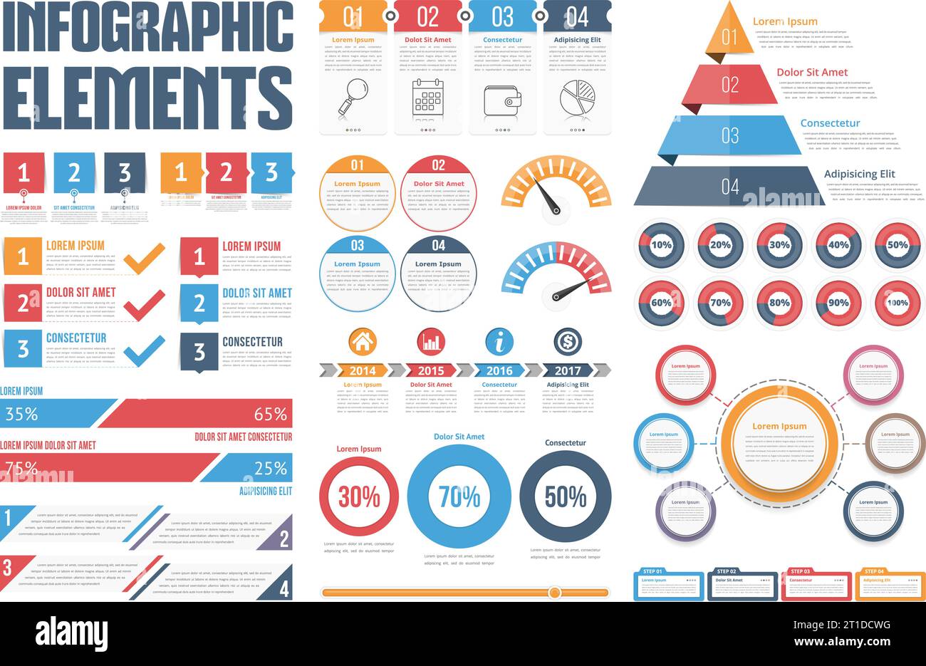 Infographic Elements - process infographics, steps and options, circle ...