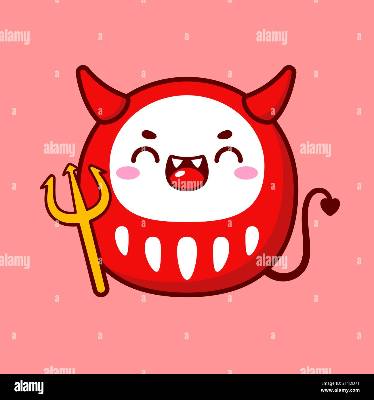 Cute And Kawaii Style Japanese Daruma Doll Red Devil Stock Vector Image ...