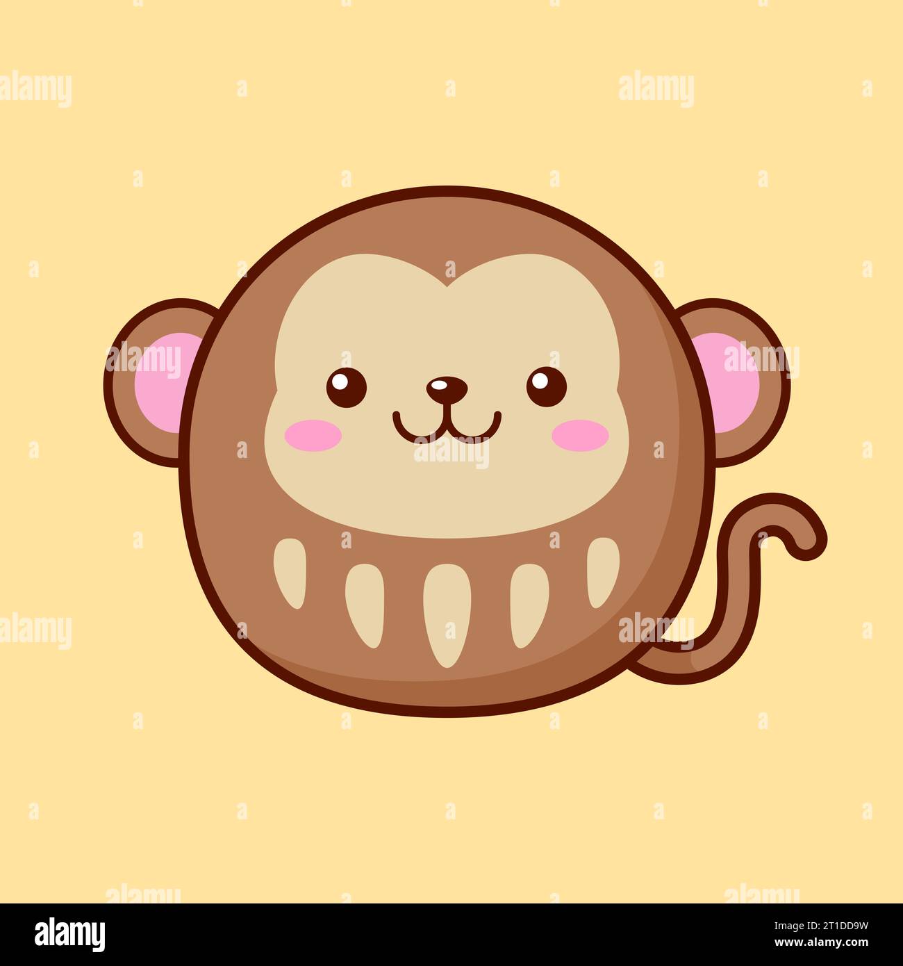 Cute And Kawaii Style Japanese Daruma Doll Monkey Stock Vector Image ...