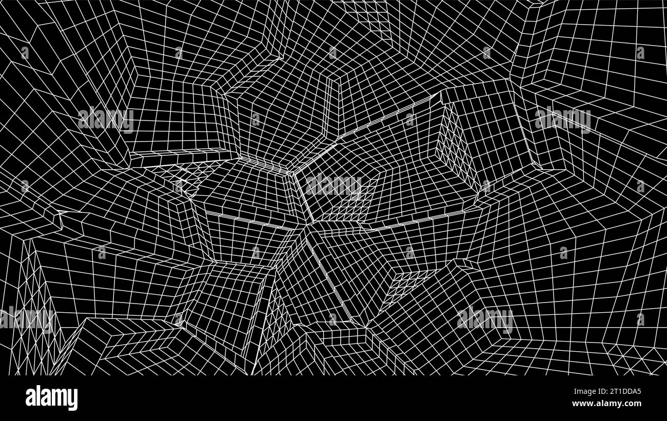 Geometric grid background with 80s styled mesh. Cyberpunk abstract ...