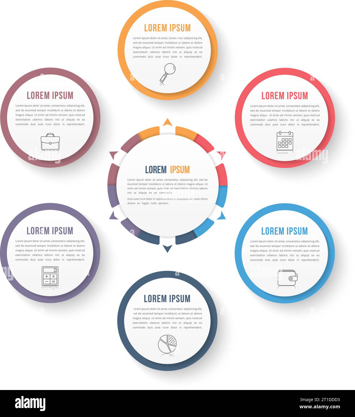 Circle infographic template with six elements, steps or options ...