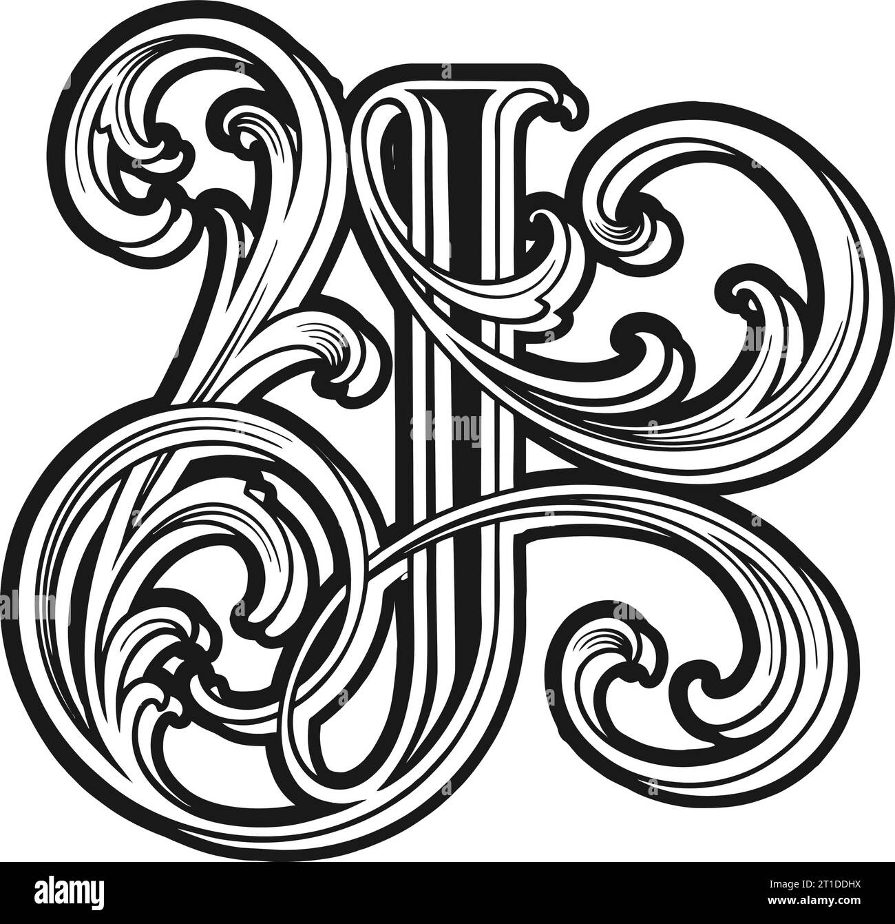 Classic letter J monogram logo vintage flourish monochrome vector ...