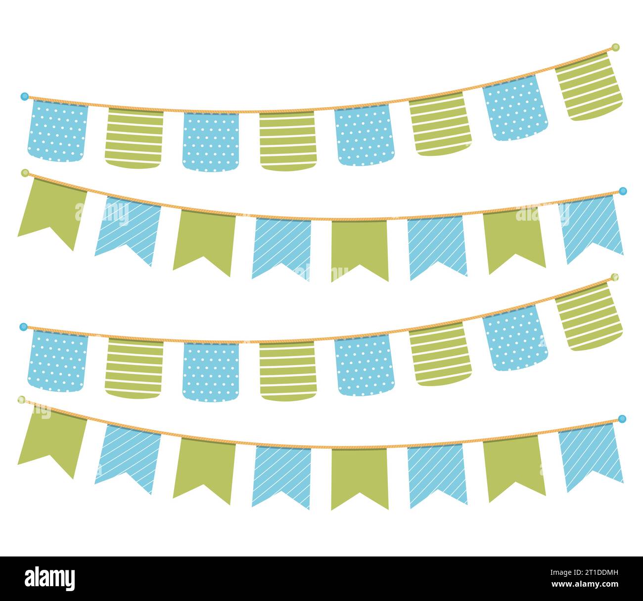 Different colorful bunting for decoration of invitations, greeting ...