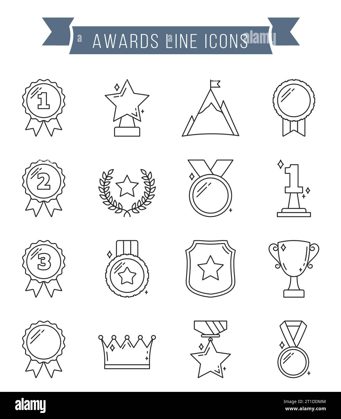 Medals and awards line icons, vector eps10 illustration Stock Vector ...