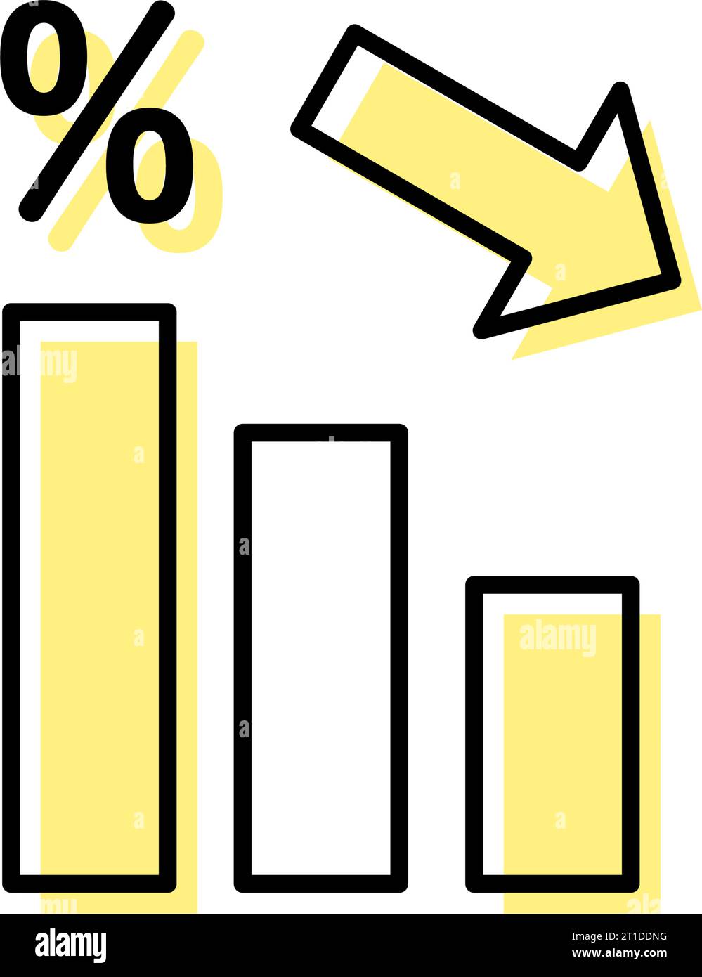 Icons showing falling interest rates and yields, simple line drawing ...