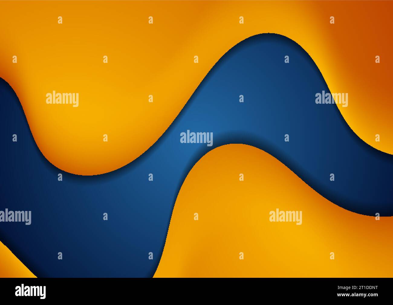 High contrast blue and orange glossy waves. Abstract modern graphic ...