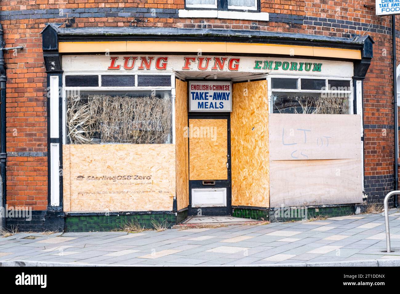 Lung Fung Emporium closed down and boarded up Chinese takeaway in Crewe ...