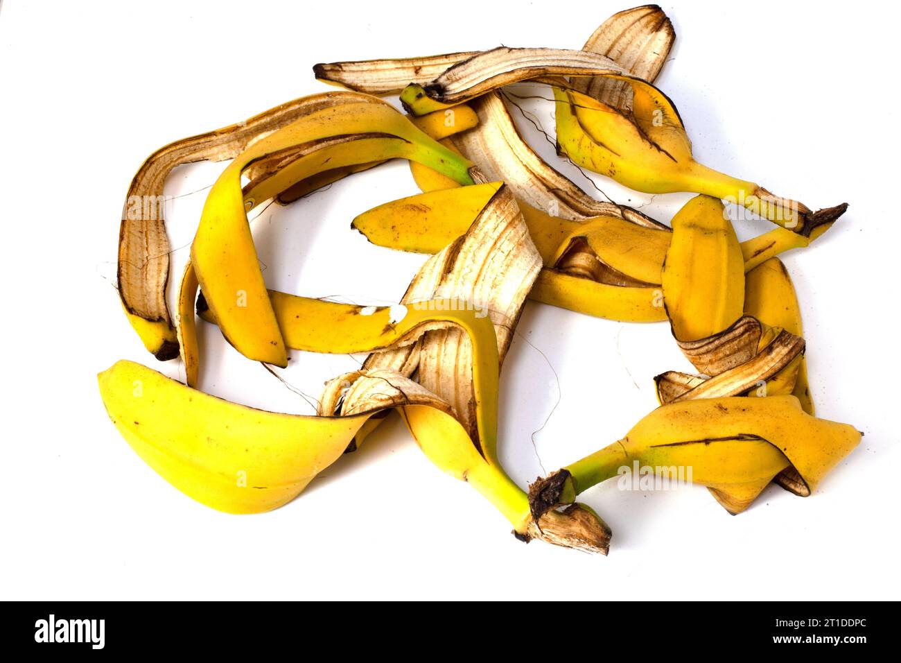 Banana peels on a white background. Isolated for easy separation of ...