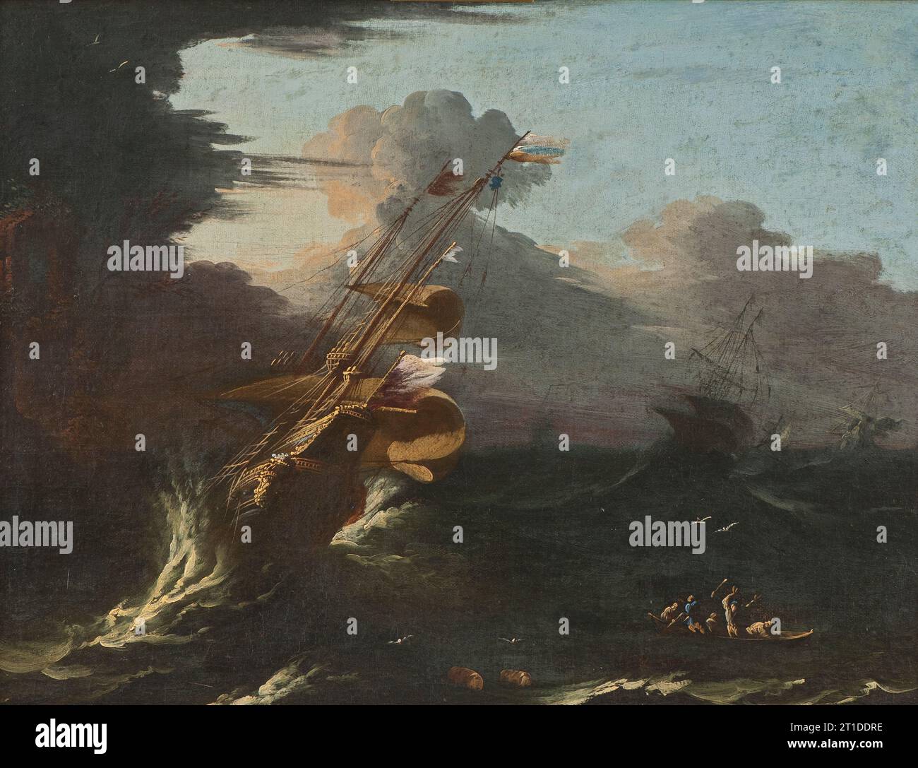 Ships in a Gale, Unknown date. Manner of Salvator Rosa Stock Photo - Alamy