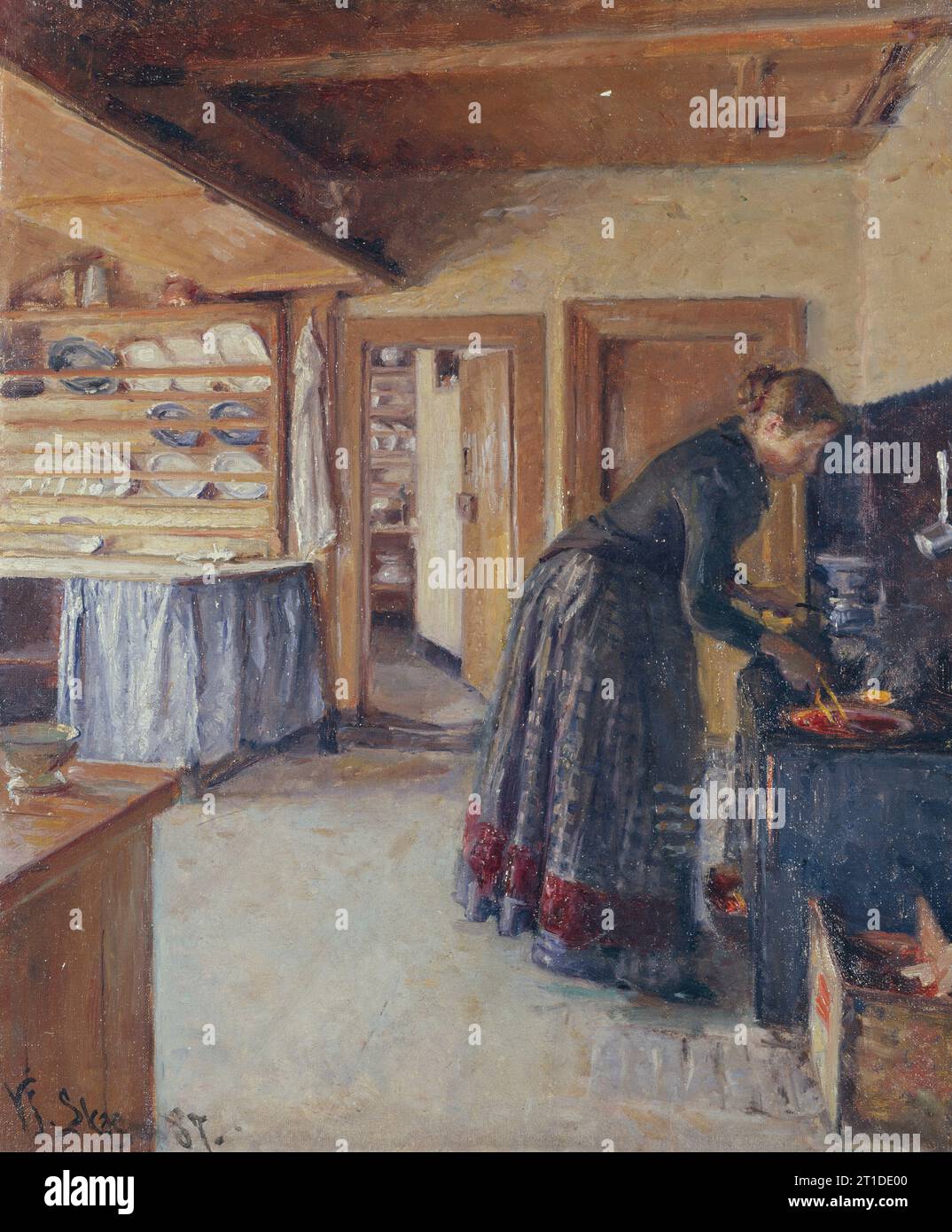 Kitchen, with the artist's Wife, 1887. Additional Info: Viggo Johansen ...