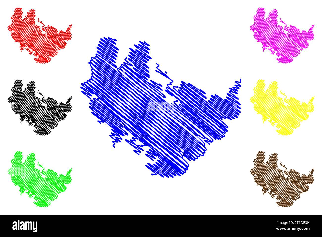 Lake Syamozero (Russia, Russian Federation, Republic of Karelia) map vector illustration ...