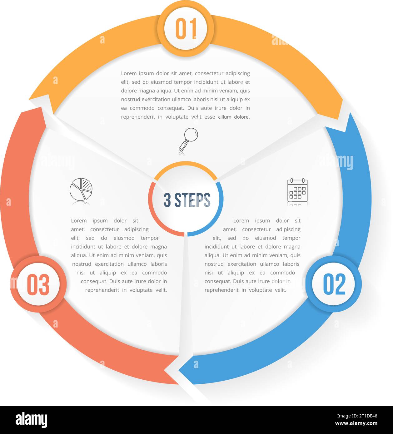 Circle infographic template with three elements, steps or options ...
