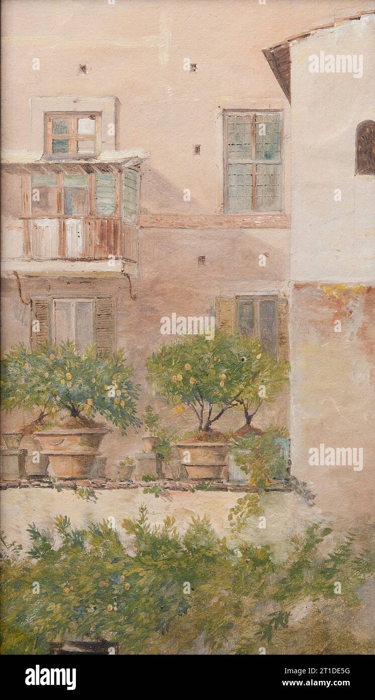 Italian Study. Patio with Lemon-Trees in Flowerpots, Unknown date Stock ...