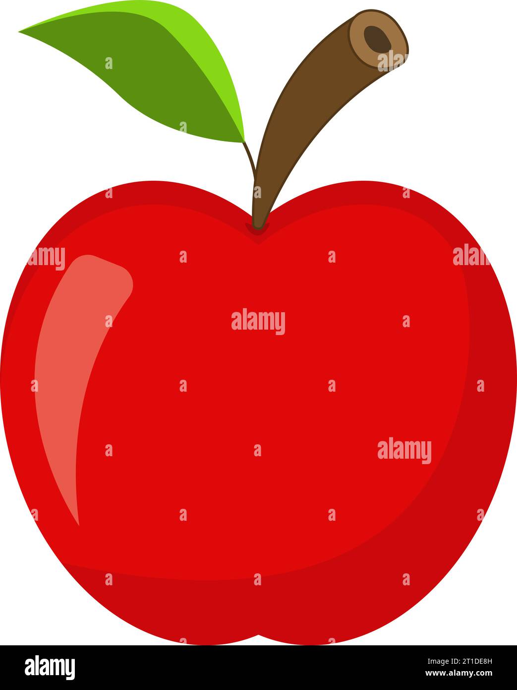 Color red apple. Apple with branch and leaf. Colored vector ...