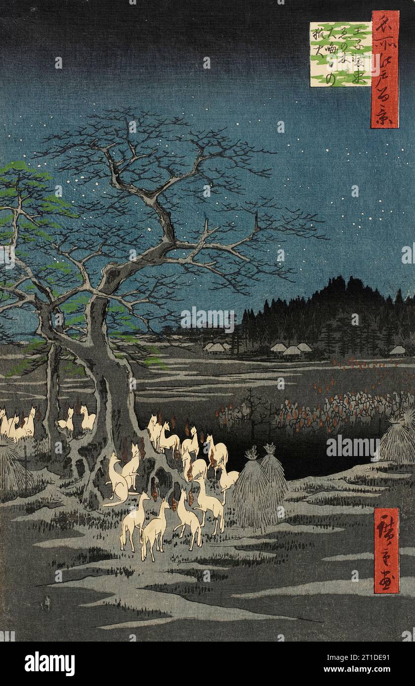Fox Fire on New Year's Eve at the Changing Tree at Oji, 1857. From One ...