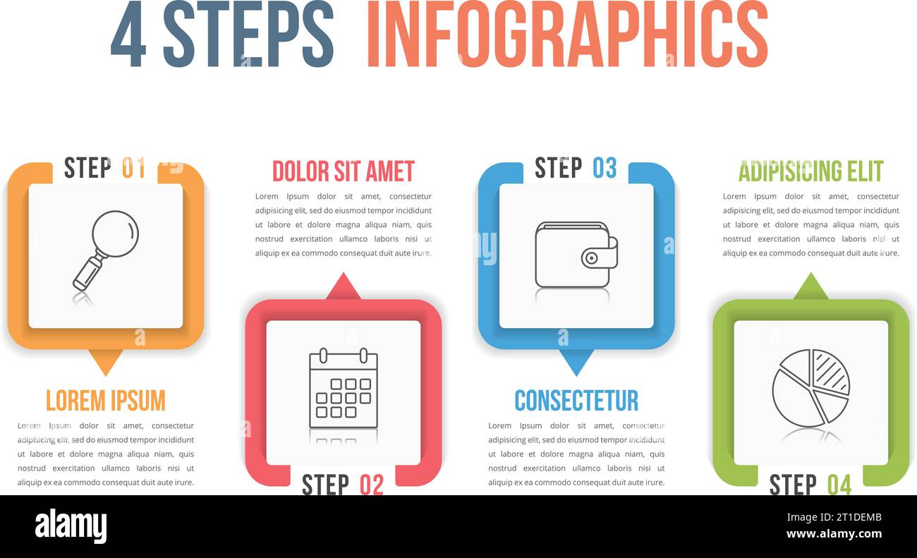 Process chart template, four steps infographics, vector eps10 ...