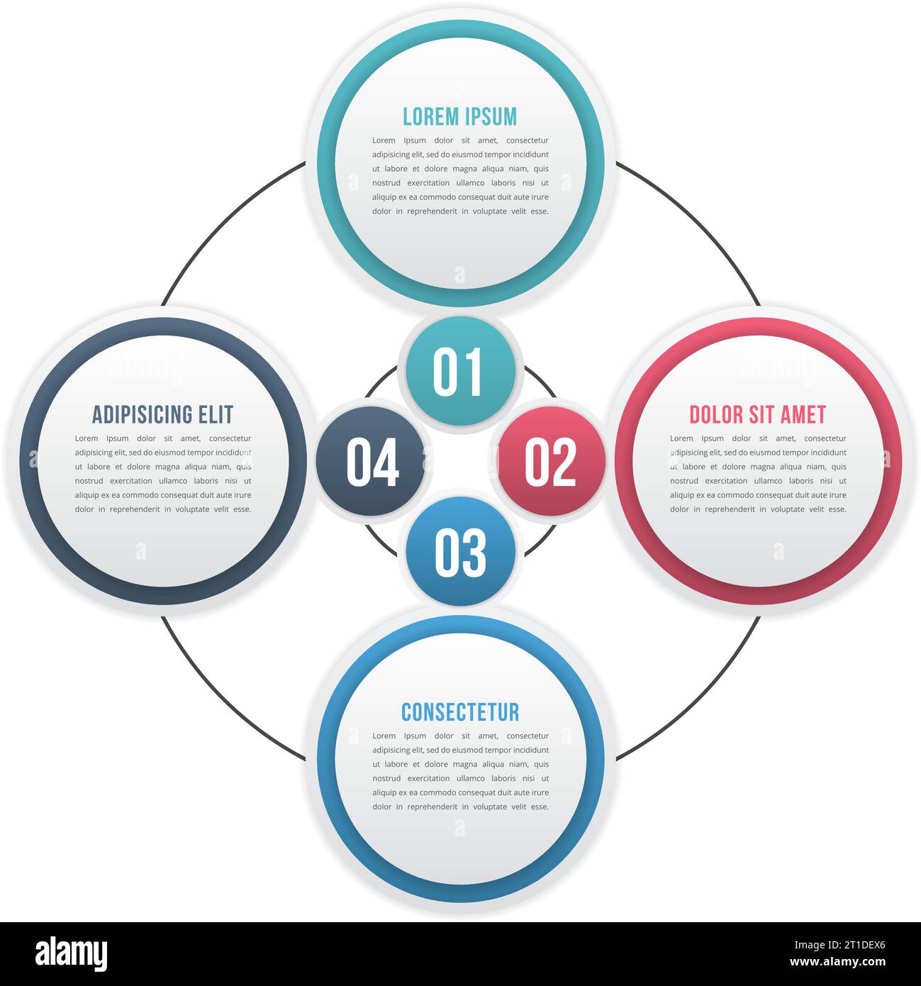 Circle diagram with four elements or steps, cycle process diagram, workflow, infographic ...