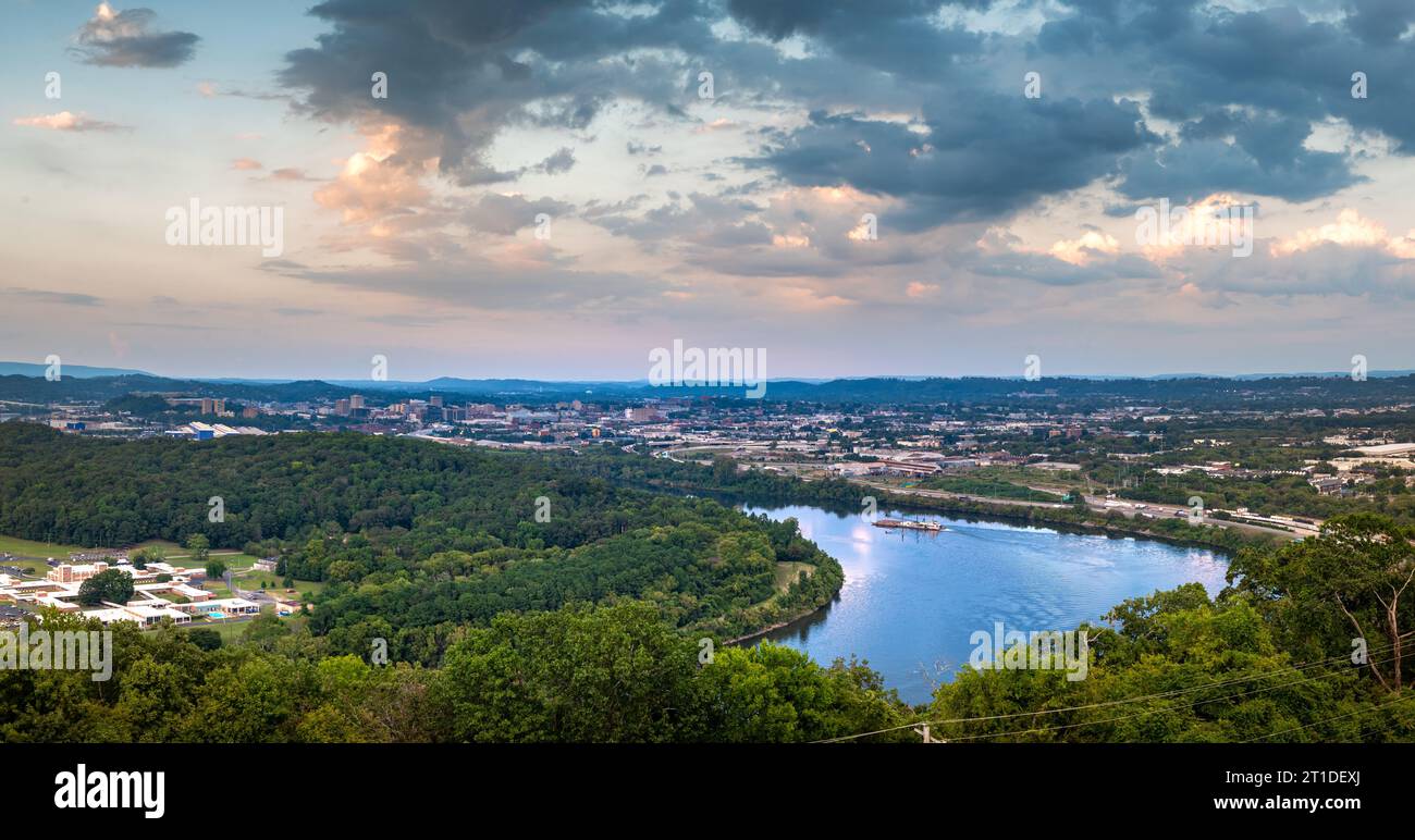 This stunning aerial view of a city skyline overlooking a majestic ...