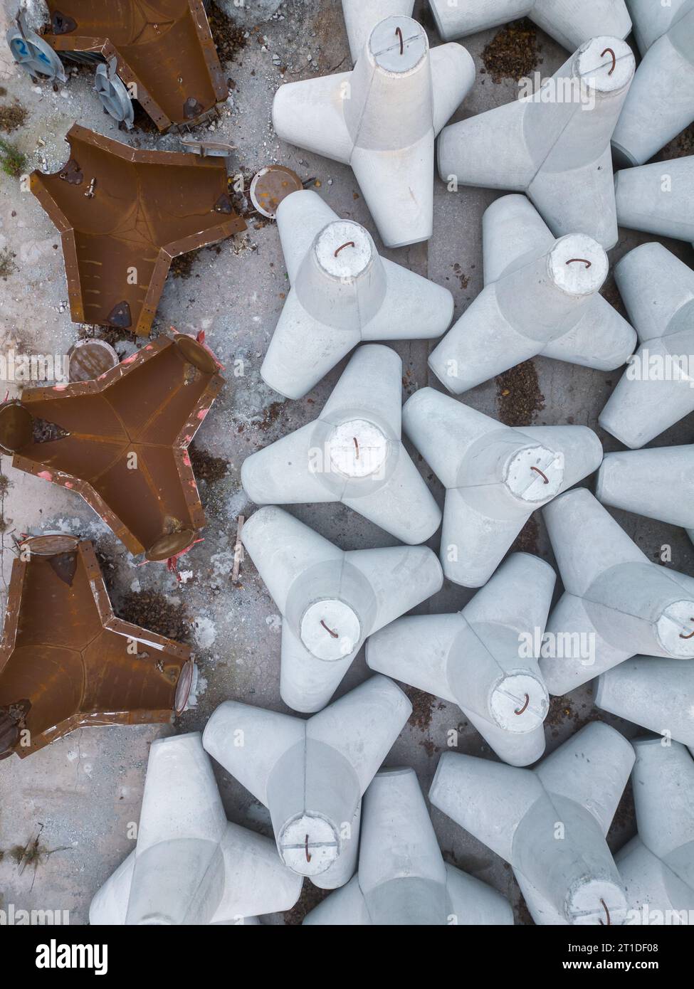 New concrete tetrapods in a factory storage Stock Photo - Alamy