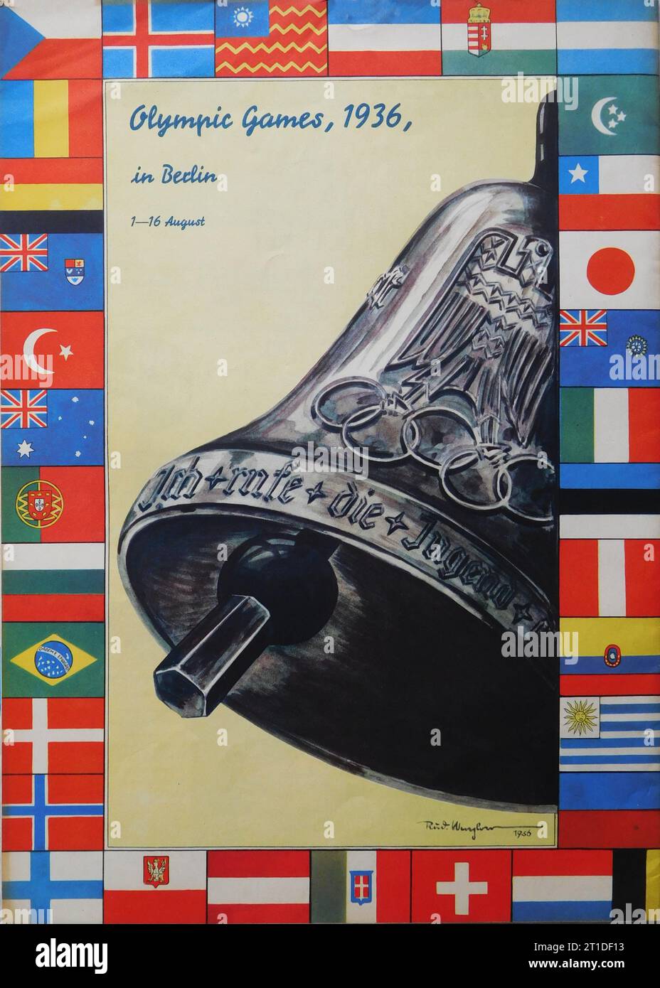 Artwork by RUDOLF WENZLOW promoting the XIth OLYMPIC GAMES BERLIN 1936 ...