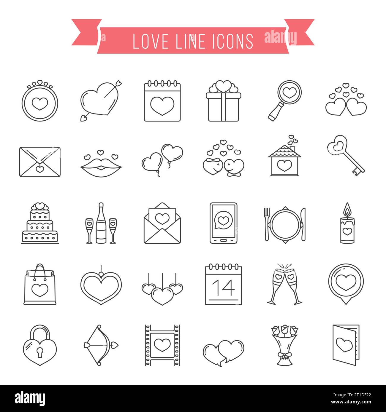 30 Love line icons, can be used for Valentine's Day or wedding, vector ...