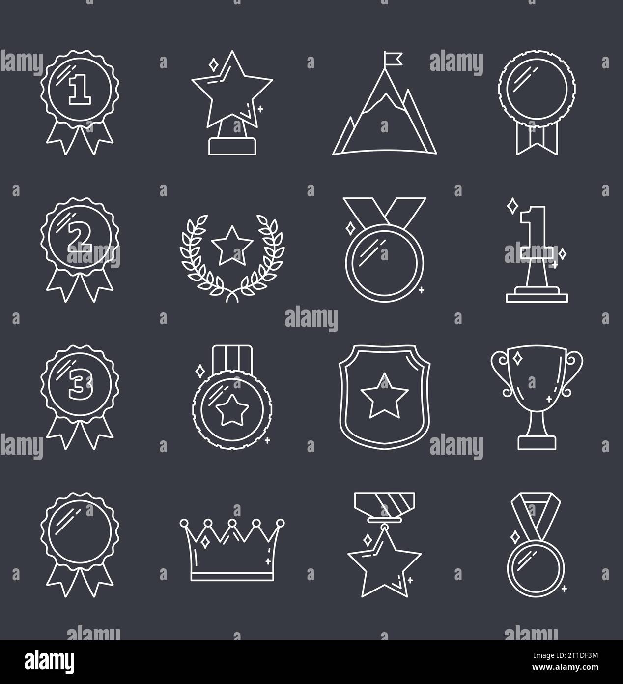Medals and awards line icons, vector eps10 illustration Stock Vector ...