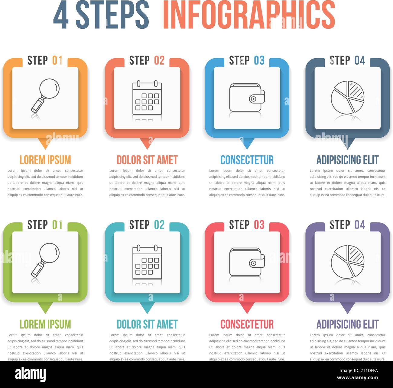 Process chart template, four steps infographics, vector eps10 ...