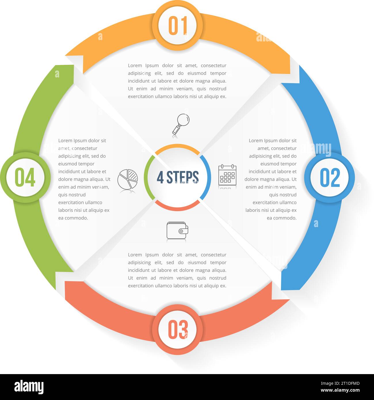Circle infographic template with four elements, steps or options ...