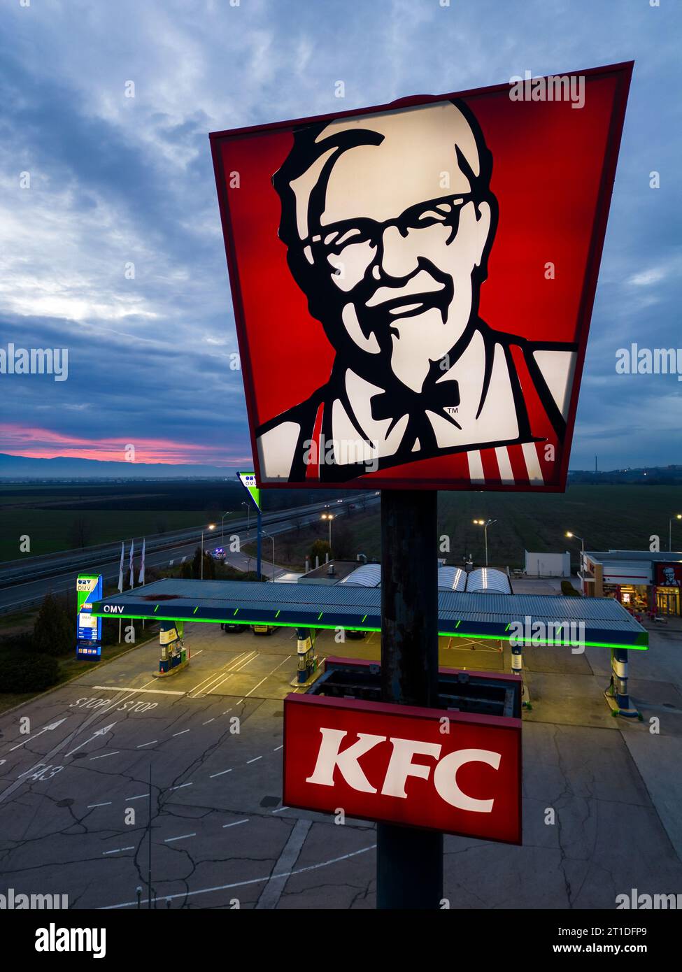 Belozyom, Bulgaria - december 24, 2022 KFC fast food restaurant sign at ...