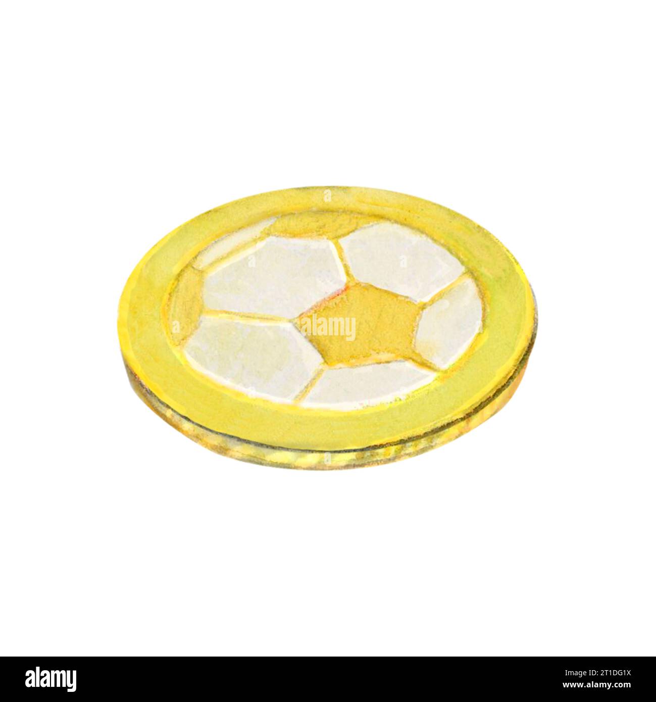 Watercolor drawing of football coin with ball picture in the center ... Watercolor drawing of football coin with ball picture in the center ...